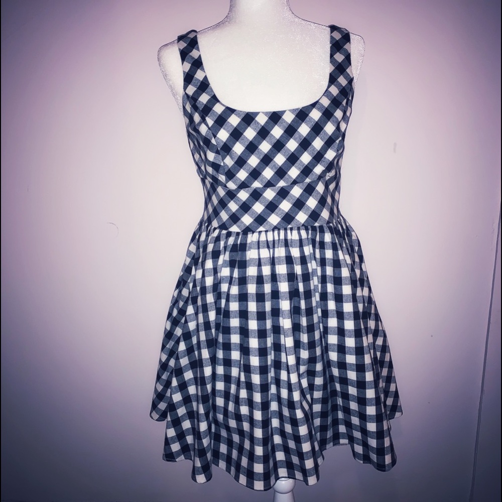 Aqua Black And White Checkered Dress - Gem